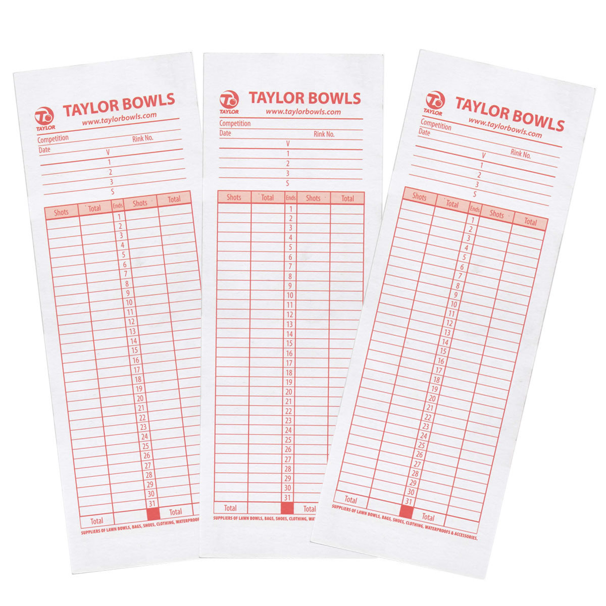 Scorecards (100 Pack) Taylor | Taylor Bowls Taylor